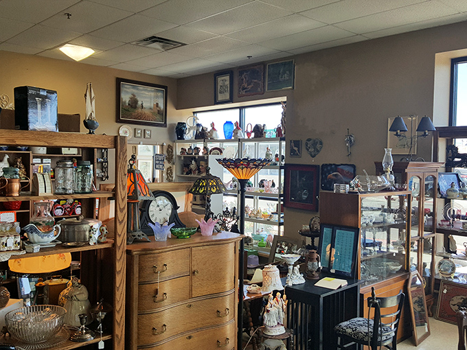 A treasure hunter's paradise awaits inside this unassuming storefront. Every shelf and cabinet holds potential discoveries that whisper stories from decades past.
