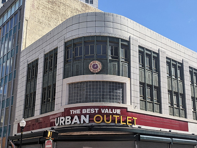 The architectural details of this historic building have been preserved beautifully, creating a shopping experience that blends vintage charm with modern bargains.