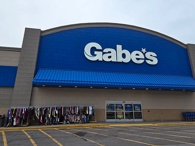The iconic blue Gabe's storefront beckons bargain hunters like a retail lighthouse, promising treasures within that'll make both your home and wallet happy.