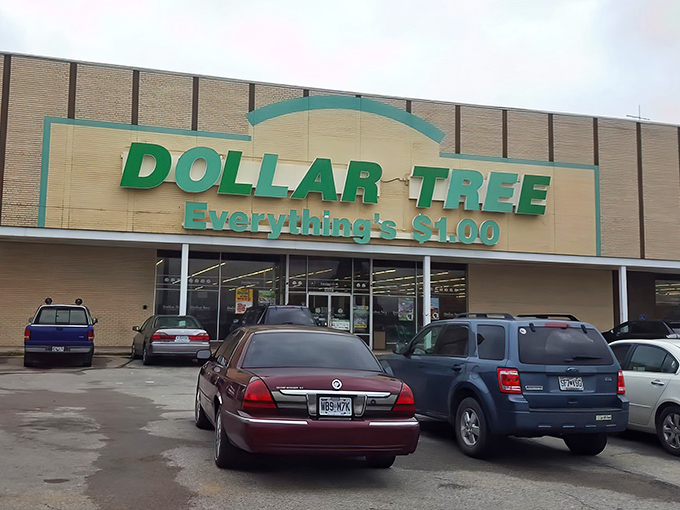 The iconic green and white Dollar Tree sign beckons bargain hunters like a beacon of hope in a sea of retail inflation.