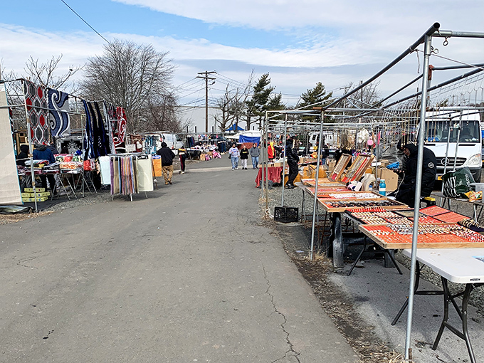 The main thoroughfare at Boulevard Flea Market stretches like a bargain hunter's yellow brick road, with treasures waiting at every turn. Winter shopping doesn't get more adventurous than this!