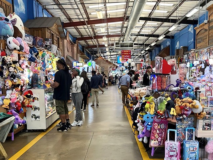 Wide aisles packed with colorful merchandise and eager shoppers create the ultimate weekend browsing paradise in Pendergrass.