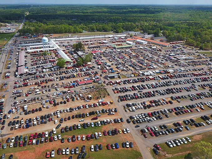 From above, the Anderson Jockey Lot resembles a small city of commerce, where treasure hunters gather like ants at a particularly promising picnic.
