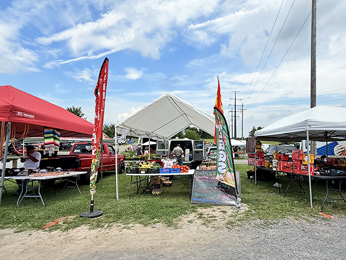 Colorful flags wave like carnival barkers, inviting you into a wonderland of treasures where one person's castoffs become another's conversation pieces.