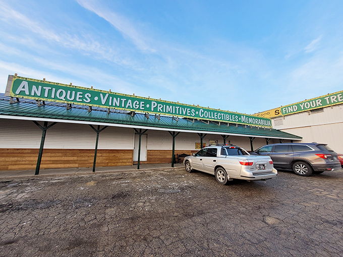 Under Wisconsin skies, this unassuming building houses more stories than a library. Each parked car represents someone's quest for the perfect find.