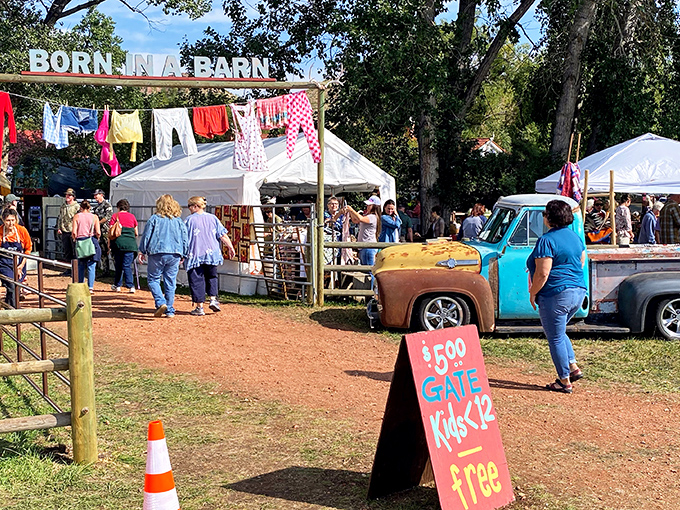 Welcome to treasure-hunting paradise! The iconic entrance to Born in a Barn sets the stage for what might be Wyoming's most charming retail therapy session.