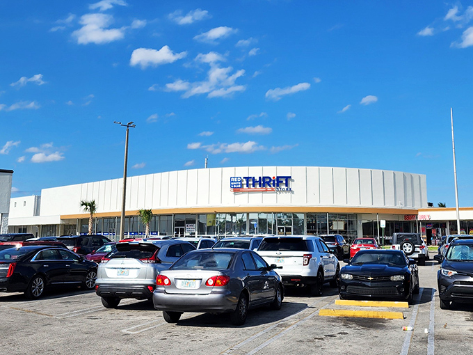 The curved architecture makes this place look like a spaceship landed in Hialeah and decided to sell vintage treasures instead of probing anyone.