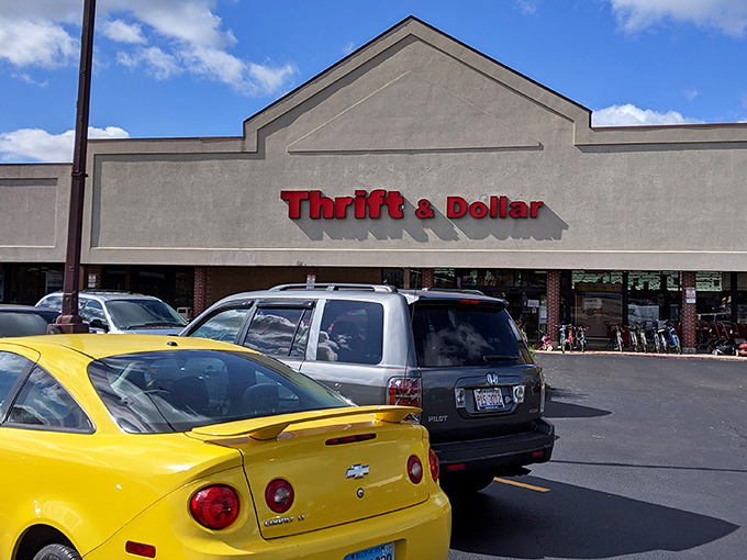 On sunny days, the bright red signage practically winks at bargain hunters, promising adventures in secondhand shopping that big-box stores simply can't deliver.