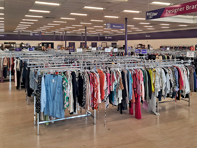 The Purple Cow's expansive clothing section stretches as far as the eye can see, like a fashionista's dream come true.