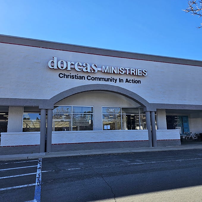 The unassuming exterior of Dorcas Ministries hides a treasure trove within, like finding out the quiet neighbor has been collecting diamonds.