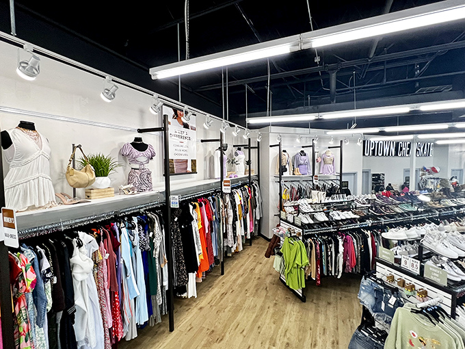 Mannequins showing off their Sunday best while racks burst with color. It's like a fashion runway show where you're both the audience and the winner.