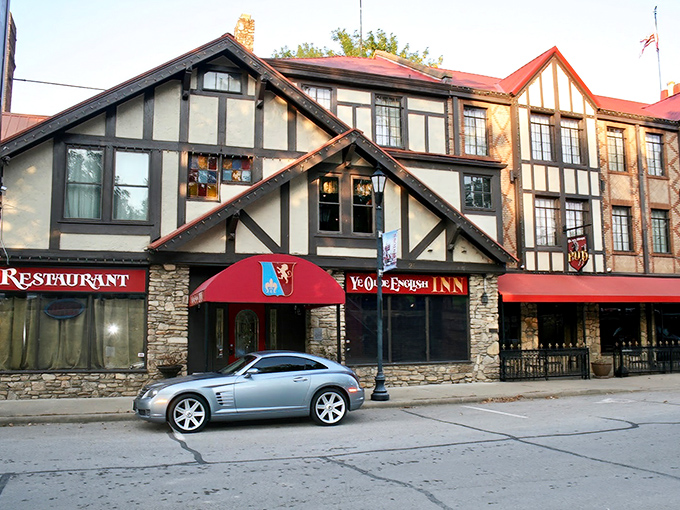 Ye Olde English Inn stands as Hollister's crown jewel, its timber-framed facade and stone foundation creating a slice of Tudor England in the Ozarks.