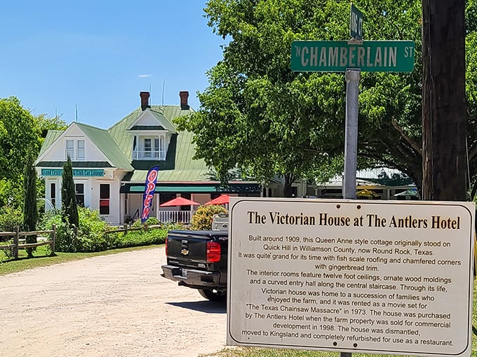 A historical marker reveals this Victorian beauty's storied past, standing proudly on Chamberlain Street like a time capsule with a deliciously macabre present.