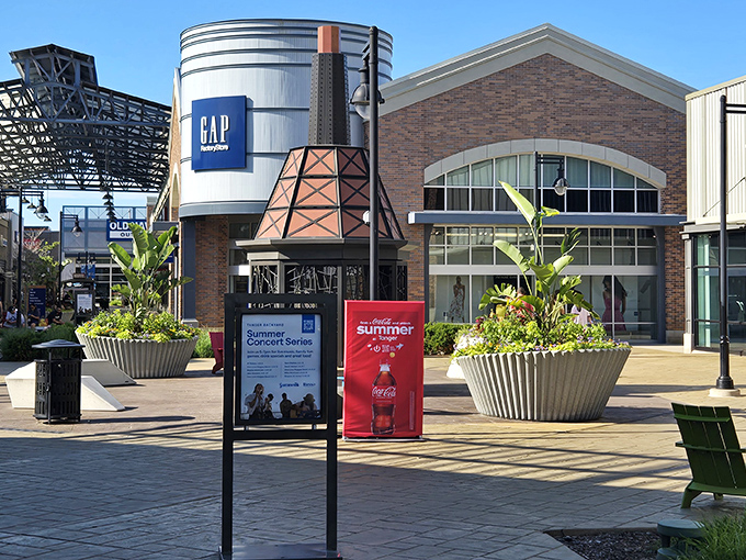Gap's iconic blue logo beckons like a retail lighthouse, promising safe harbor for your fashion sense and wallet.