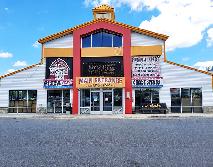 The colorful exterior promises treasure hunts inside, where bargain seekers gather for weekend adventures.