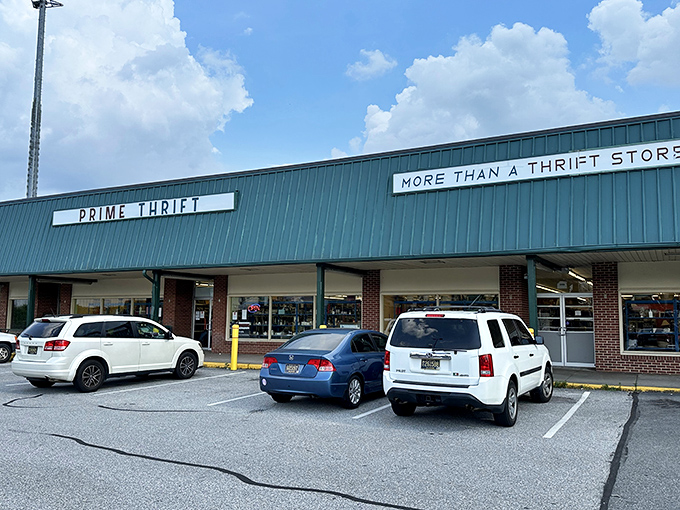 The unassuming green exterior of Prime Thrift belies the treasure trove within. "More than a thrift store" isn't just a slogan&mdash;it's a promise.