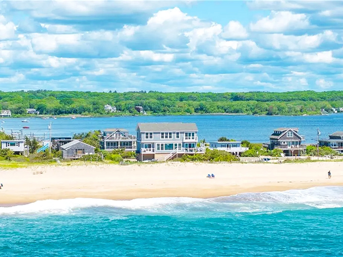 The ultimate Rhode Island sandwich: pristine beaches on one side, serene coastal ponds on the other, with charming New England homes as the delicious filling.