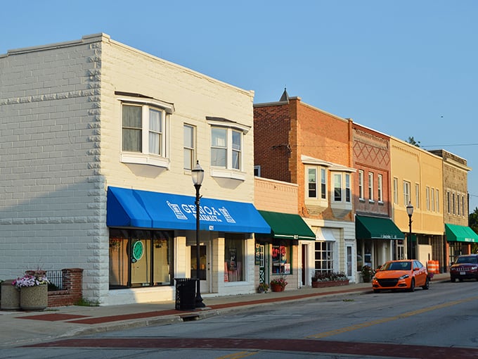 Main Street magic! Genoa's historic downtown features charming brick buildings with colorful awnings that welcome visitors like an old friend.