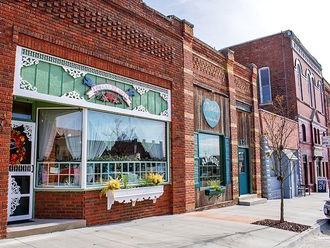Brick storefronts with vintage charm line Walnut's main street, where colorful window displays beckon treasure hunters like sirens calling to sailors.