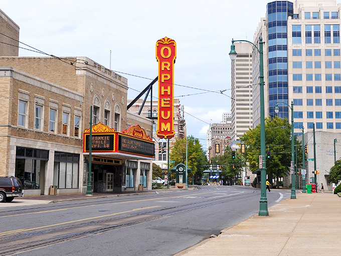 The iconic Orpheum Theatre stands proud on Main Street, a beacon of Memphis culture where Broadway shows and classic films find their Tennessee home.