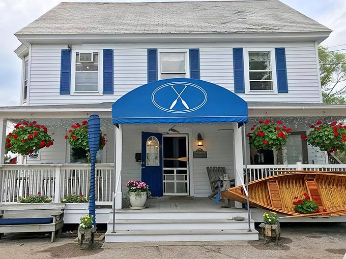 Classic Vermont charm with nautical flair &ndash; the Blue Paddle's facade feels like it belongs on a postcard you'd send home saying "Wish you were eating here!"