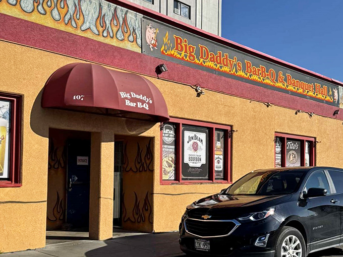 The flame-adorned exterior of Big Daddy's stands like a barbecue beacon in Fairbanks, promising smoky salvation to meat lovers braving the Alaskan frontier.