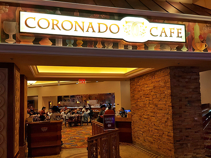 The glowing Coronado Cafe sign beckons like a lighthouse for hungry souls adrift in a sea of slot machines and overpriced Strip restaurants.