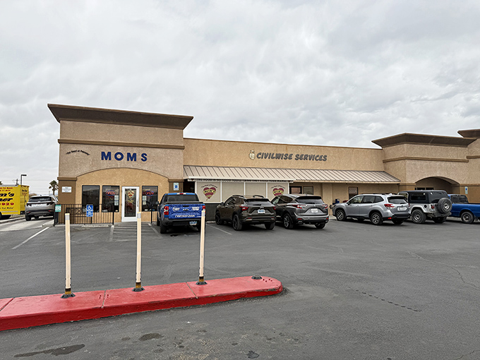 Even on cloudy days, Mom's blue lettering stands out in the strip mall landscape &ndash; a culinary lighthouse guiding gravy-seekers to safe harbor.