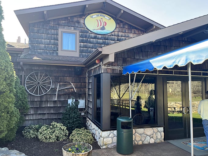 The Nordic's cedar-shingled exterior welcomes you like an old friend, complete with a Viking ship logo that promises adventure for your taste buds.