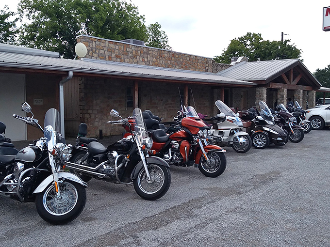 The unassuming stone exterior of Mary's Cafe stands like a culinary fortress in tiny Strawn, Texas. Road trip destiny achieved!