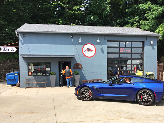 The unassuming blue exterior hides a wonderland of Americana inside, like finding the Tardis of treasures in small-town Iowa.