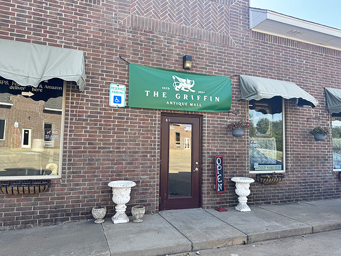 The unassuming brick exterior of The Griffin Antique Mall proves that treasure hunting doesn't require a map&mdash;just a green banner and an adventurous spirit.