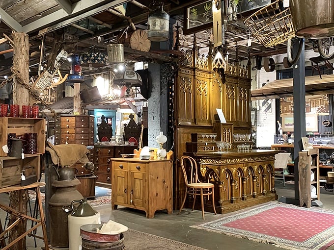 That's not just an antique bar&mdash;it's a cathedral to craftsmanship where spirits of the past linger. The ornate woodwork practically hums with stories of prohibition-era revelry.