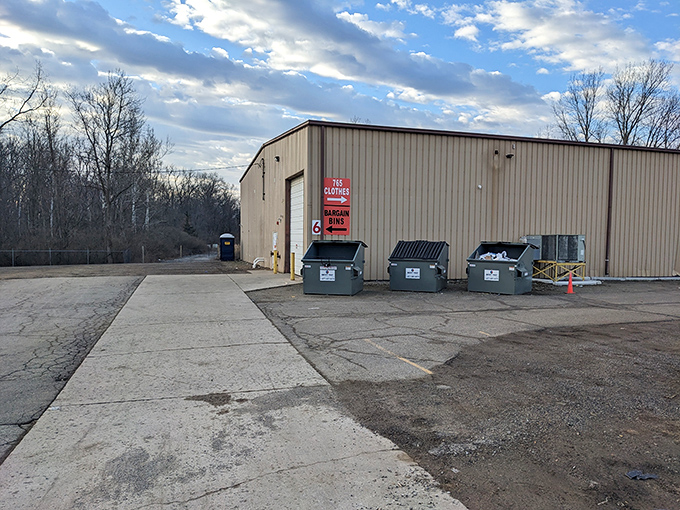 The unassuming exterior of treasure-hunting paradise. Like all great adventures, Anderson Bargain Bins 2 proves you should never judge a book&mdash;or a bargain&mdash;by its cover.