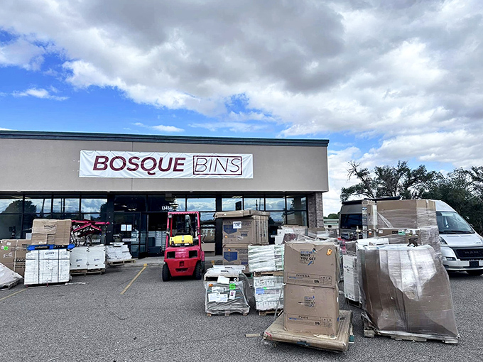 Forklifts and pallets signal fresh inventory arriving &ndash; the universal sign that treasure hunting season is open.