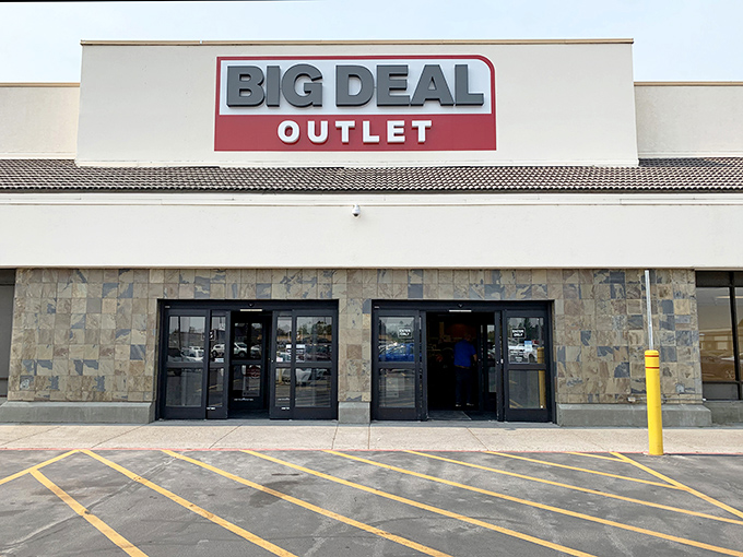 The unassuming exterior of Big Deal Outlet belies the treasure trove within. Like a retail speakeasy, only the initiated know what bargains await behind those doors.