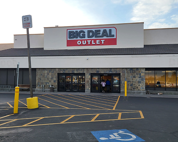 The bold red and black signage of Big Deal Outlet promises exactly what awaits inside&mdash;deals so good they'll make your wallet do a happy dance.