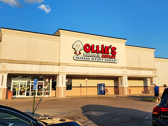 The iconic Ollie's storefront promises "Good Stuff Cheap" &ndash; a slogan that's less marketing hype and more mathematical certainty in this bargain hunter's paradise.