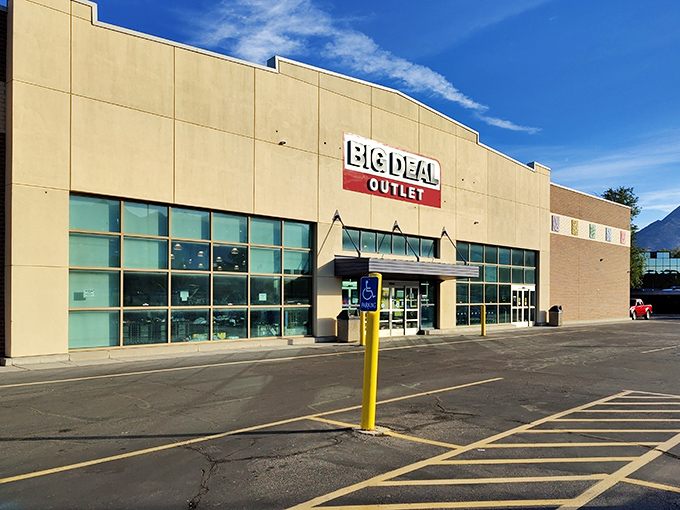 The unassuming exterior of Big Deal Outlet in Midvale hides a treasure trove of bargains within, like finding a secret portal to discount heaven.