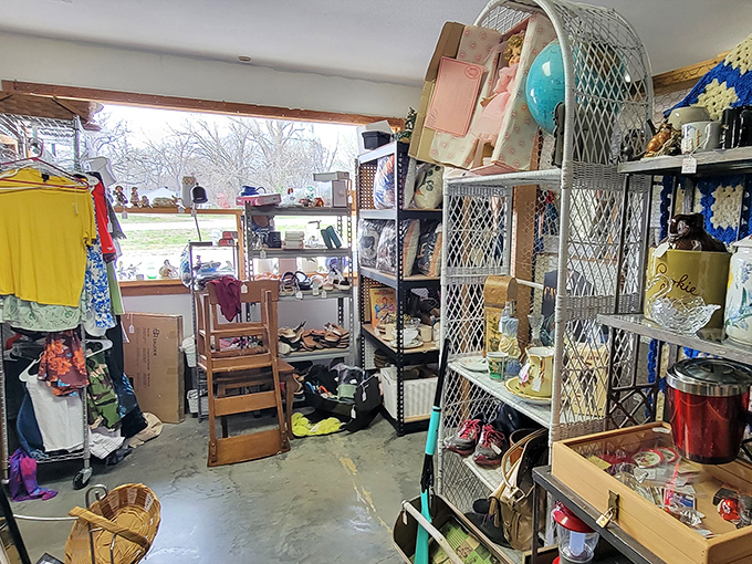Every aisle at Wagon Wheel tells a story &ndash; this one's packed with vintage clothing, shelving treasures, and that perfect something you didn't know you needed.