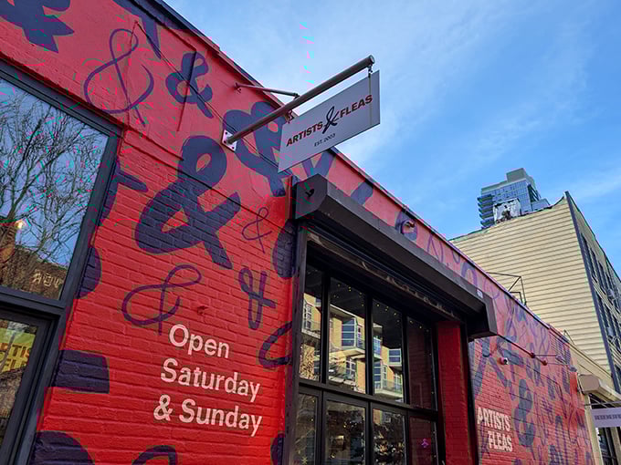 The red brick facade of Artists & Fleas screams "creative wonderland inside!" with its ampersand-covered walls&mdash;like a hipster's version of the Bat-Signal.