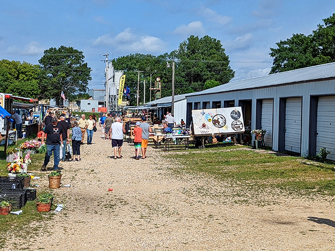 Treasure hunters navigate the gravel pathways between storage units and open-air stalls, where one person's castoffs become another's must-have discoveries.