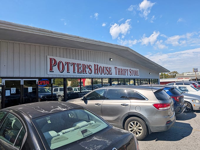 The unassuming exterior of Potter's House Thrift belies the wonderland of treasures waiting inside. Like a TARDIS of secondhand finds!