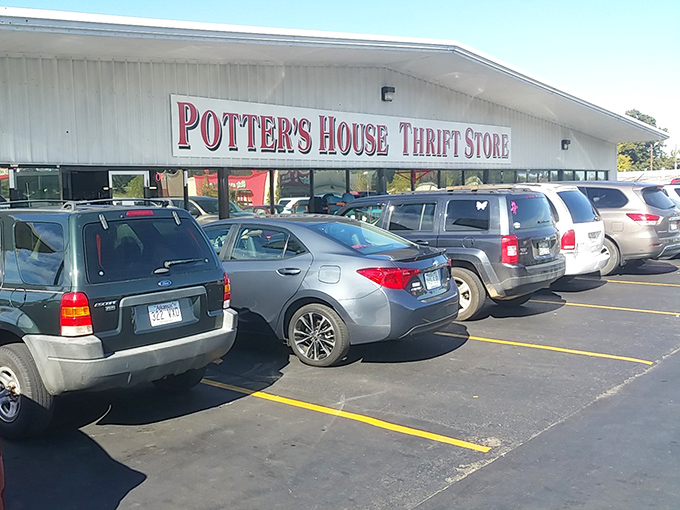 The unassuming exterior of Potter's House Thrift belies the wonderland of treasures waiting inside. Like a TARDIS of secondhand finds!