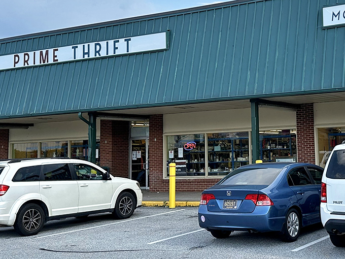 The unassuming exterior of Prime Thrift belies the treasure trove within—like finding out your quiet neighbor secretly collects vintage Ferraris.