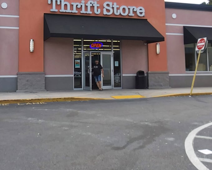 The coral-colored exterior of Sunshine Thrift beckons like a siren song to bargain hunters. Florida's answer to retail therapy without the therapy bills.