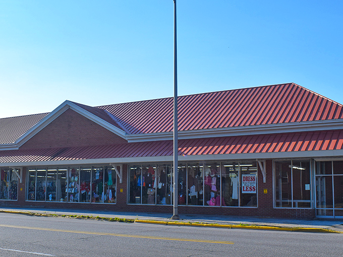 The iconic red roof of Village Discount Outlet beckons like a beacon to bargain hunters across Hammond. Treasure awaits inside!