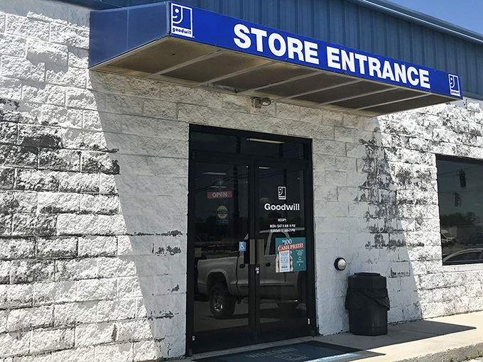 The unassuming entrance to treasure-hunting paradise. Behind these modest doors, bargain hunters find their retail nirvana in unexpected places.