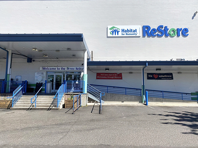 The unassuming exterior of Portland's ReStore hides a treasure trove of home furnishing possibilities, like finding Narnia in a warehouse.