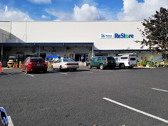 The unassuming exterior of Portland's ReStore hides a treasure trove of home furnishing possibilities, like finding Narnia in a warehouse.